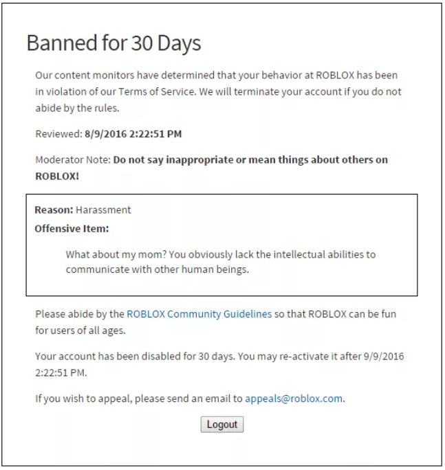 Blog | What to do if you are banned in Roblox, how long do they ban you ...